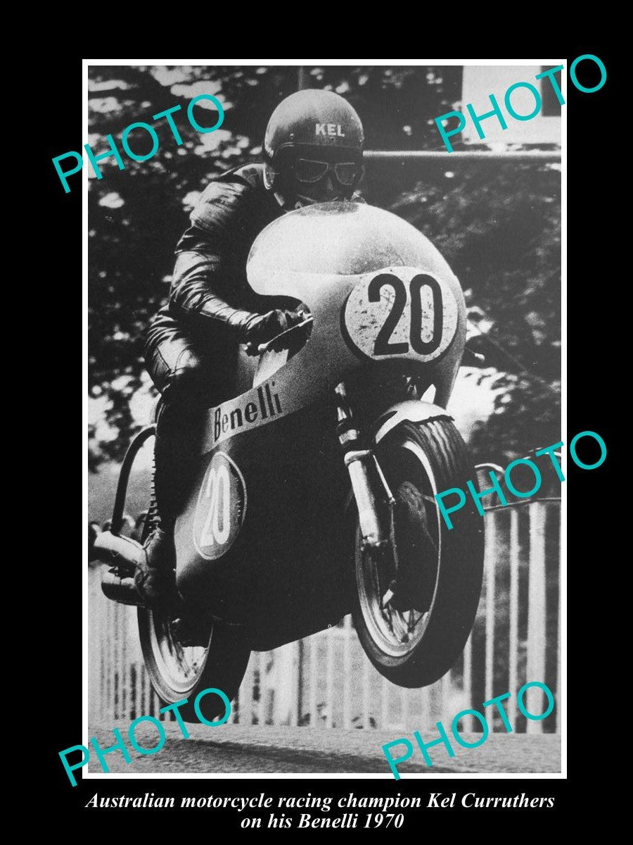 OLD HISTORIC PHOTO OF AUSTRALIAN MOTORCYCLE GREAT KEL CURRUTHERS, BENE ...