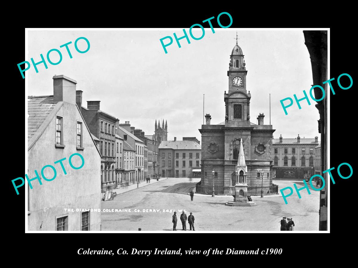 OLD LARGE HISTORIC PHOTO OF COLERAINE DERRY IRELAND, VIEW OF THE DIAMO ...