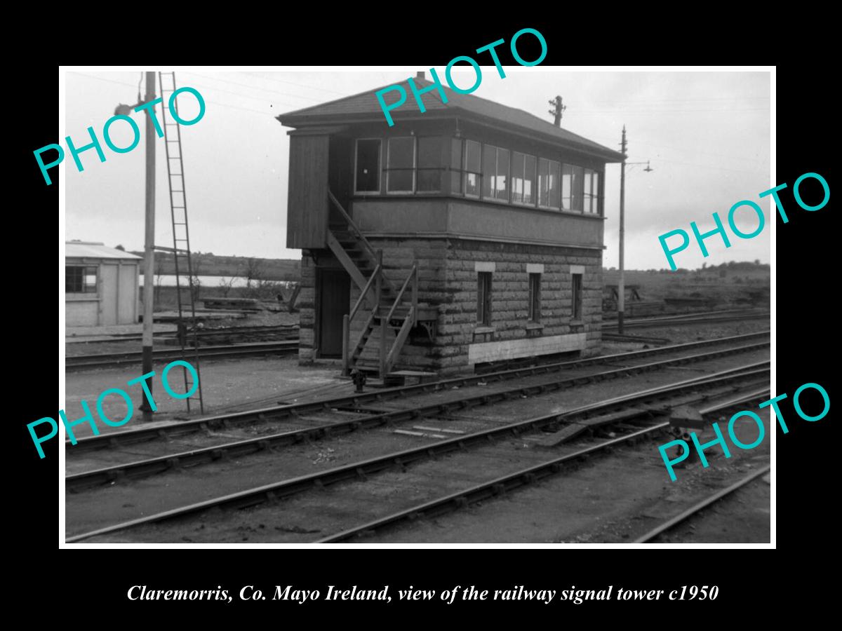 OLD LARGE HISTORIC PHOTO OF CLAREMORRIS MAYO IRELAND, RAILWAY SIGNAL T ...