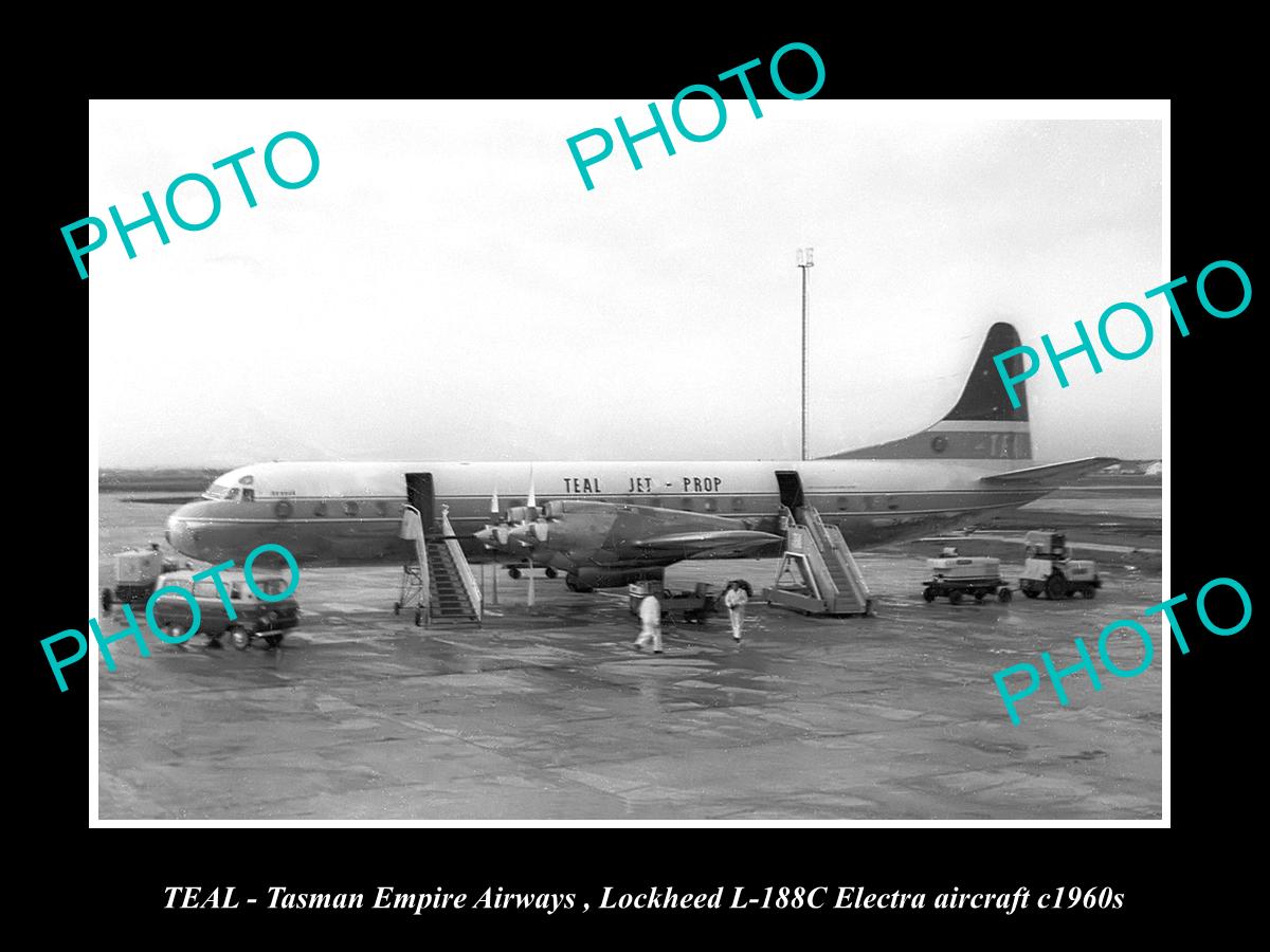 OLD LARGE HISTORIC PHOTO OF TEAL TASMAN EMPIRE AIRWAYS LOCKHEED ELECTR ...