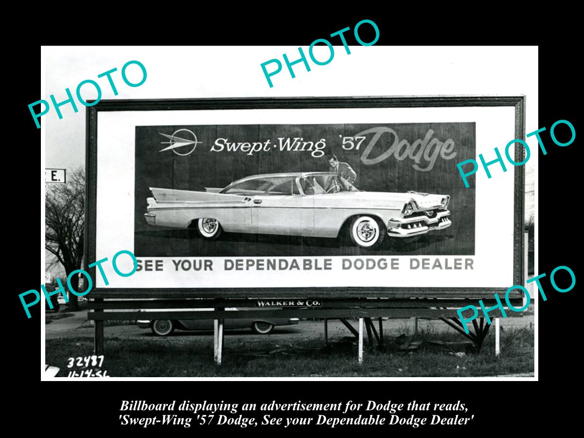 OLD LARGE HISTORIC PHOTO DODGE BROTHERS CAR BILLBOARD, 1957 SWEPT WING ...