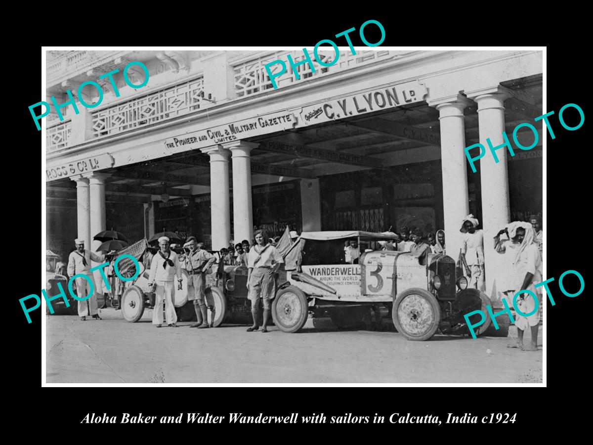 OLD LARGE HISTORIC PHOTO OF ALOHA WANDERWELL, AROUND WORLD TOUR IN CAL ...