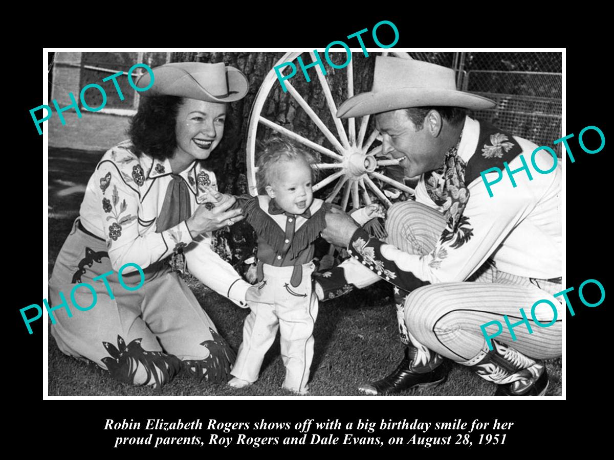 OLD HISTORIC PHOTO OF COWBOY ROY ROGERS & DALE EVANS ON DAUGHTERS BIRT ...
