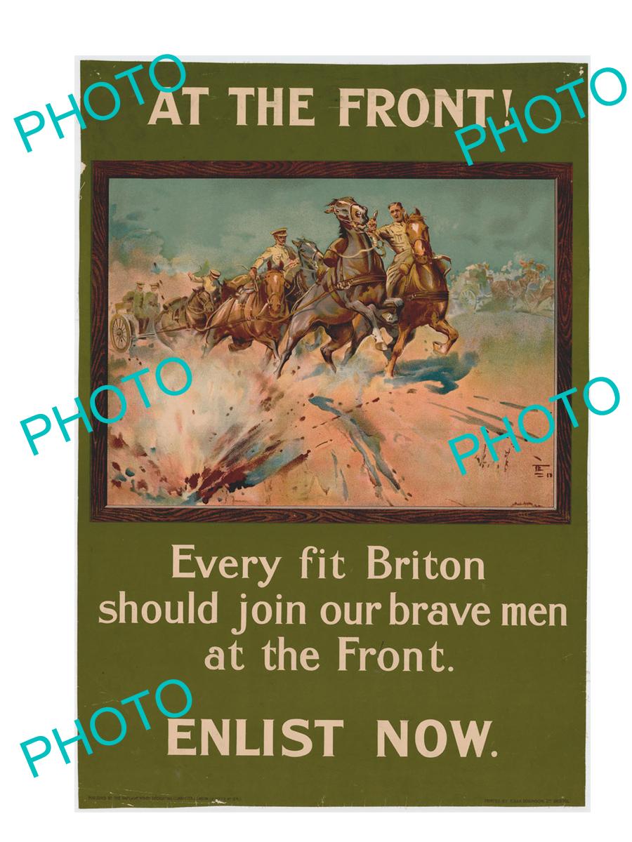 OLD HISTORIC PHOTO OF WWI ALLIES MILITARY POSTER, EVERY FIT BRITON ENL ...