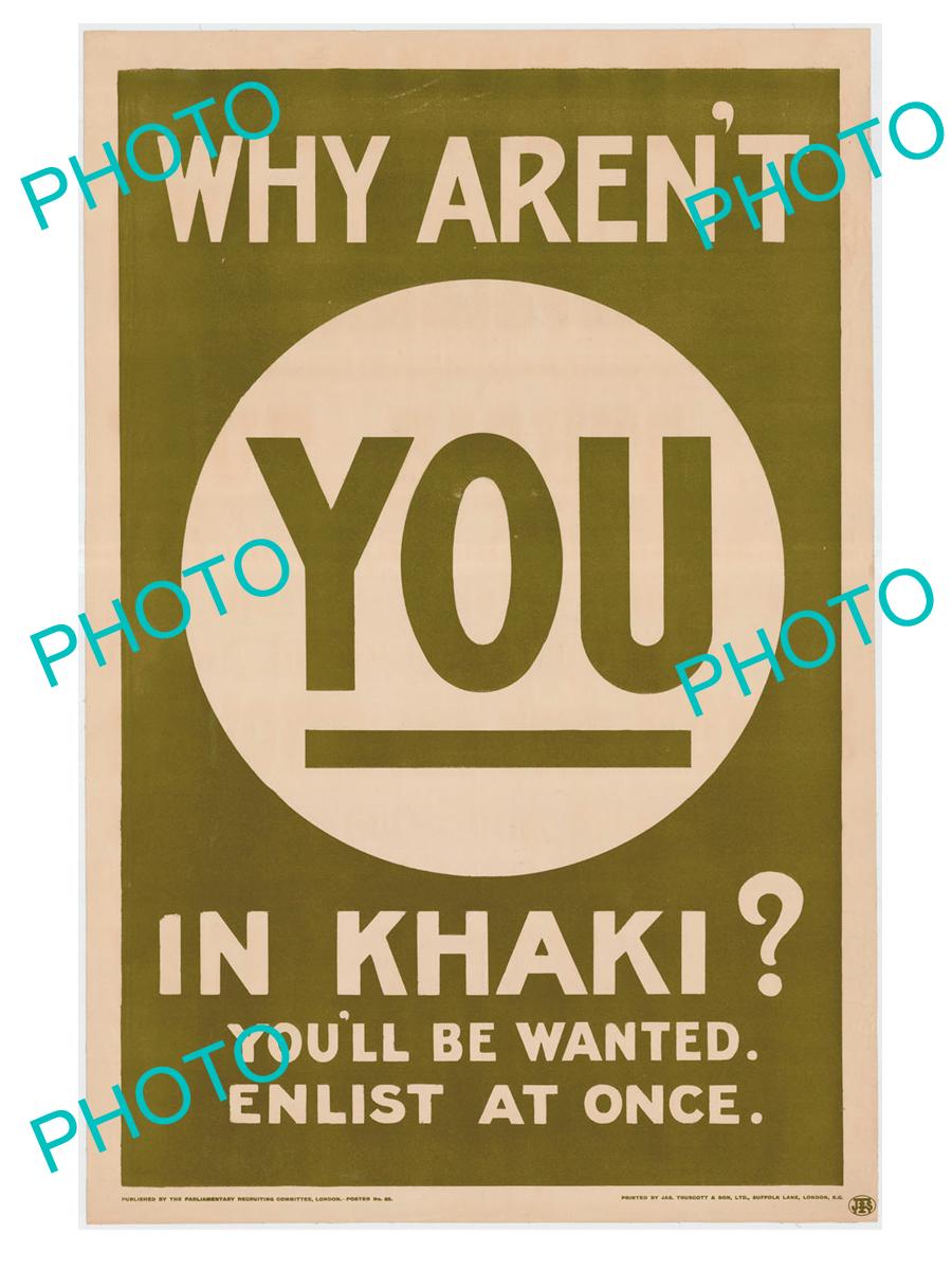 OLD HISTORIC PHOTO OF WWI ALLIES MILITARY POSTER, WHY AREN'T YOU IN KH ...