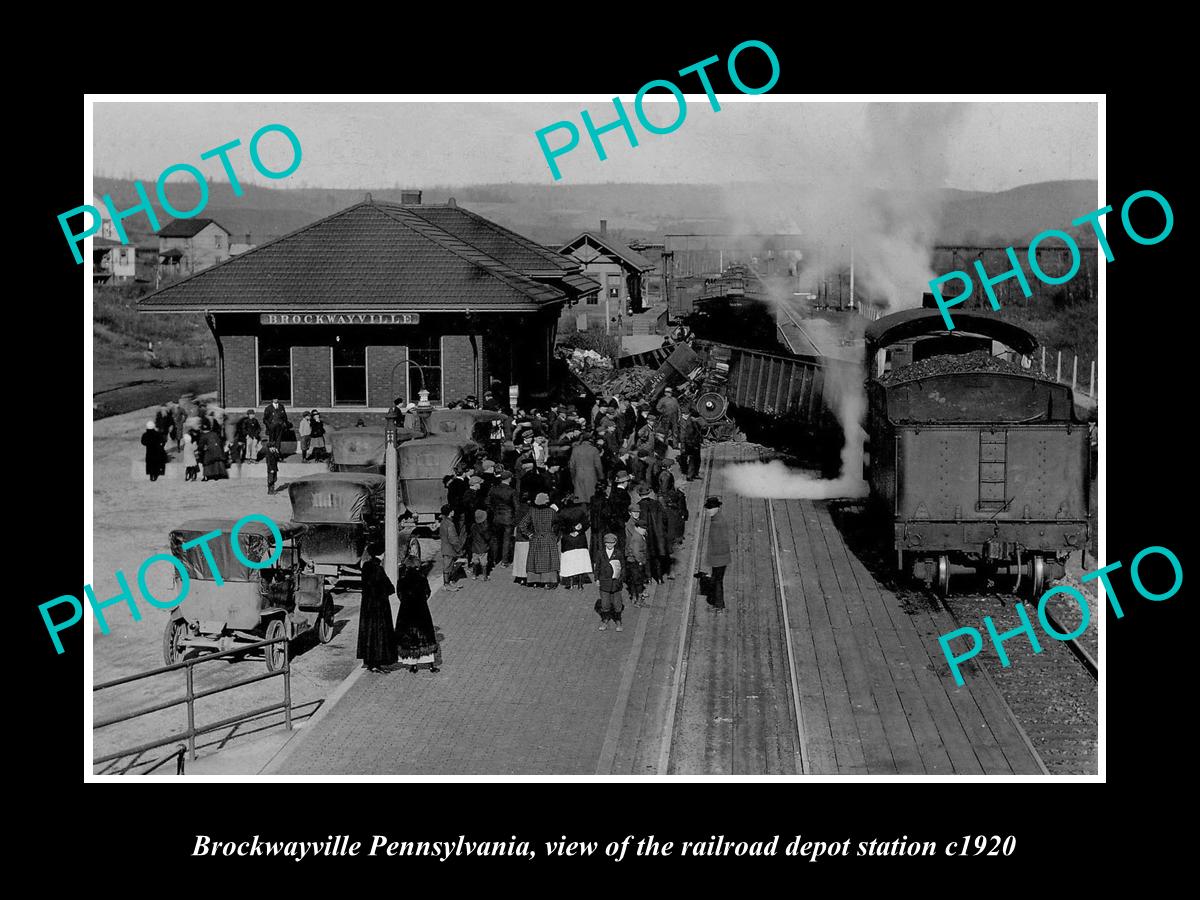 OLD LARGE HISTORIC PHOTO OF BROCKWAYVILLE PENNSYLVANIA RAILROAD STATIO ...