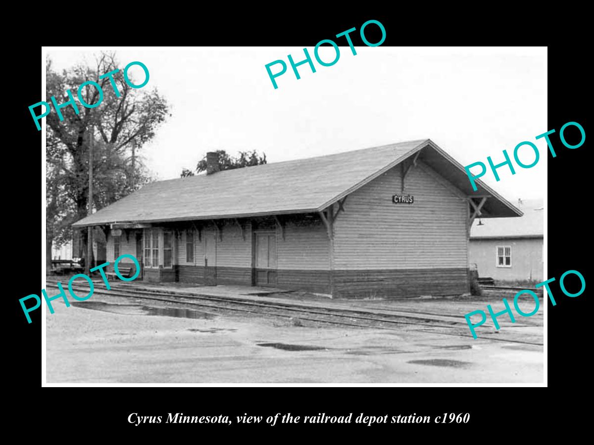 OLD LARGE HISTORIC PHOTO OF CYRUS MINNESOTA, THE RAILROAD DEPOT STATIO ...