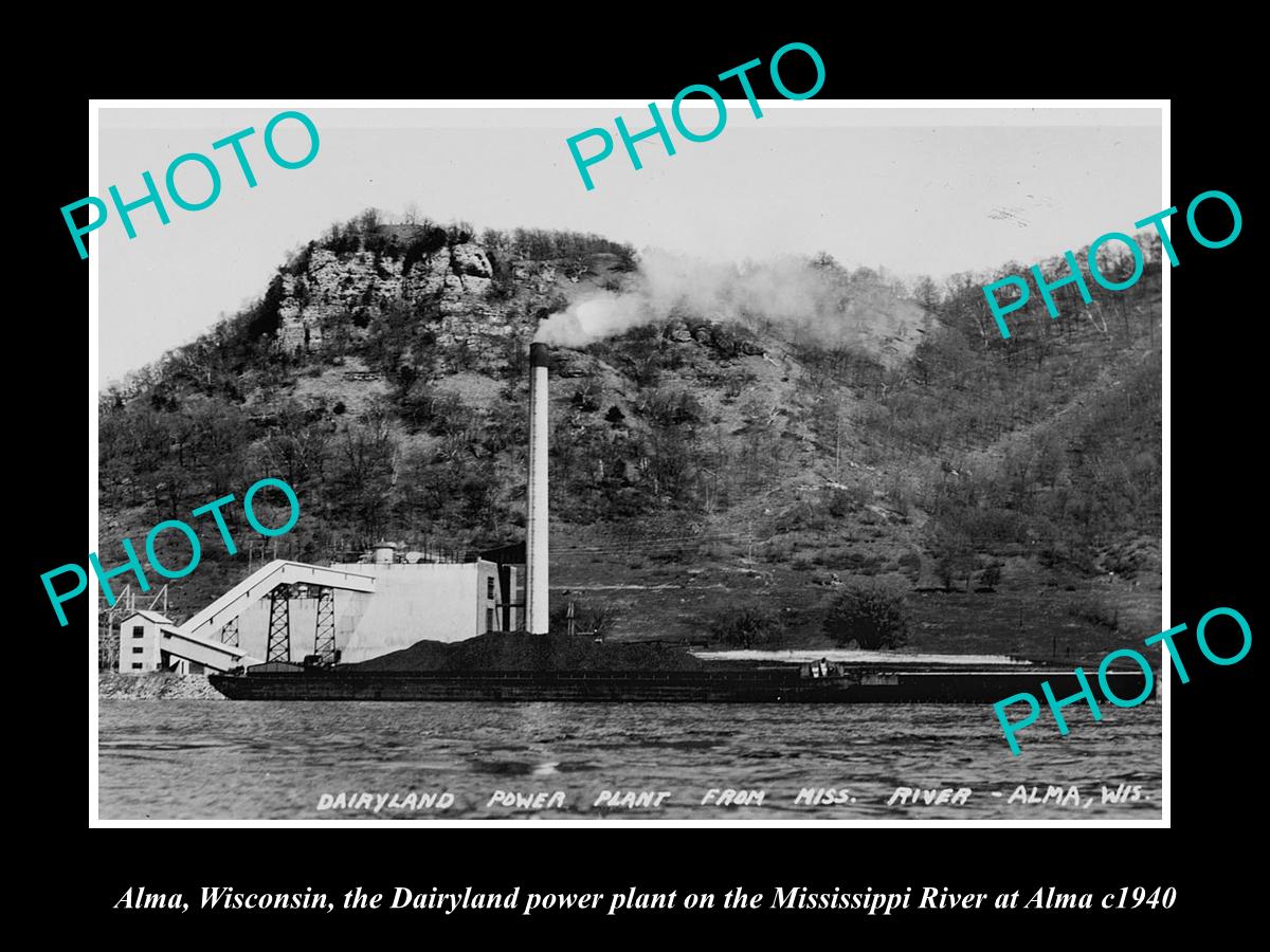 OLD LARGE HISTORIC PHOTO OF ALMA WISCONSIN, THE DAIRYLAND POWER PLANT ...
